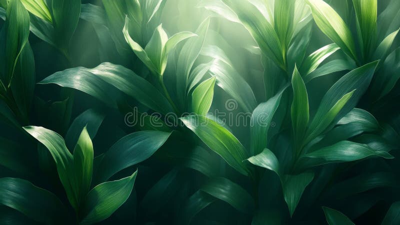 Lush Green Leaves with Natural Pattern Fresh Background and Sunlight ...