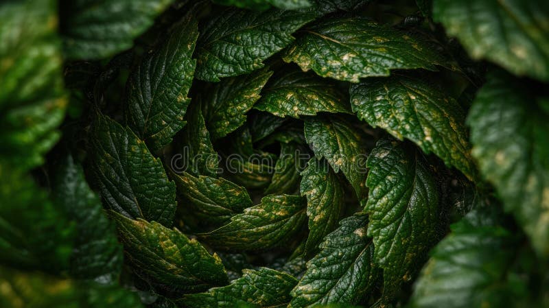 Lush Green Leaves in a Spiral Pattern Stock Illustration - Illustration ...