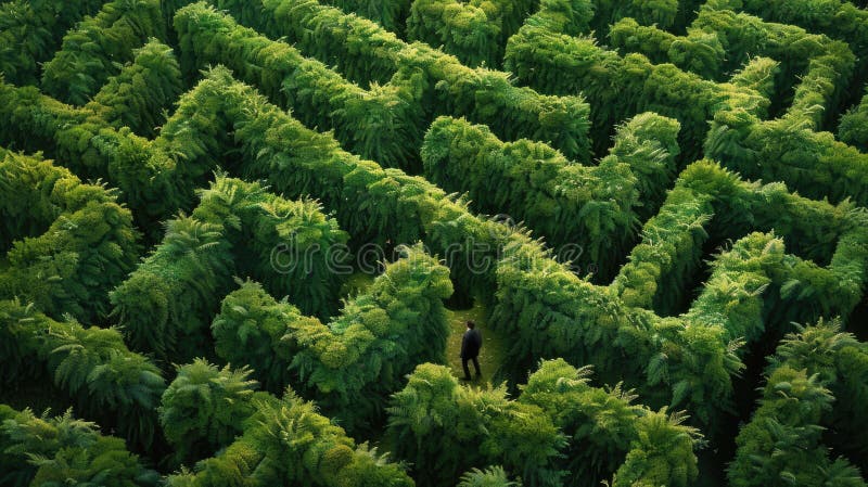 Lush Green Maze in Tropical Forest Environment Stock Illustration ...