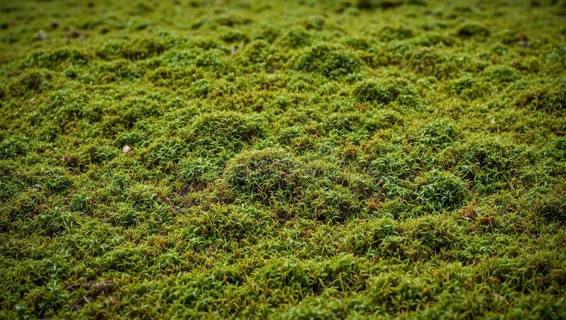 Lush Green Moss Carpet with Velvety Texture and Dewy Sheen Stock ...