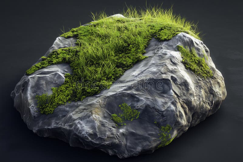 Lush Green Moss Covered Rock Realistic 3D Model Nature Stone Texture ...