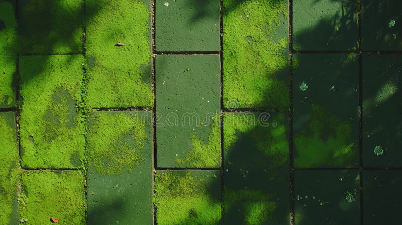 Lush Green Moss Covering Dark Brick Texture in a Forest Setting Stock ...