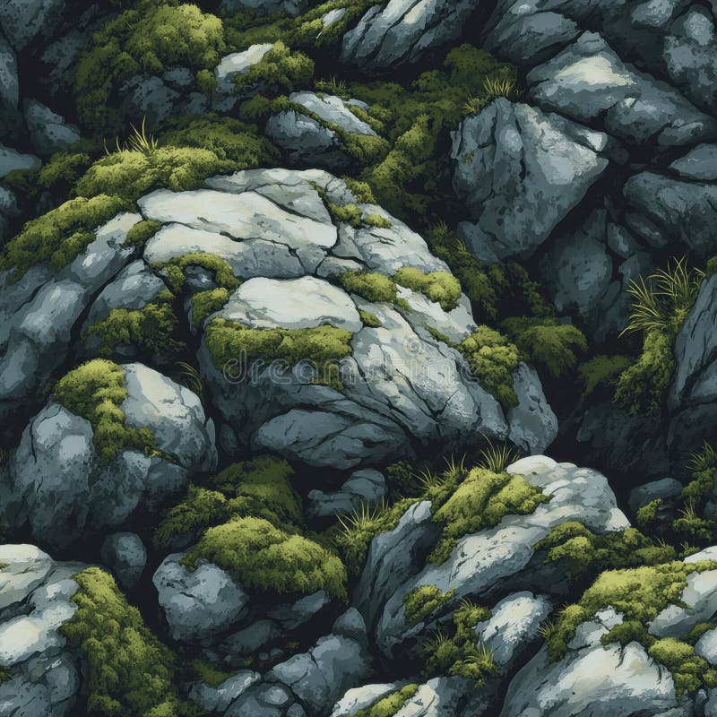 Lush Green Moss on Jagged Rock Formation Landscape Stock Photo - Image ...