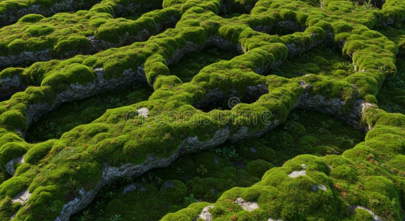 Lush Green Moss Texture on Stone Surface Stock Illustration ...