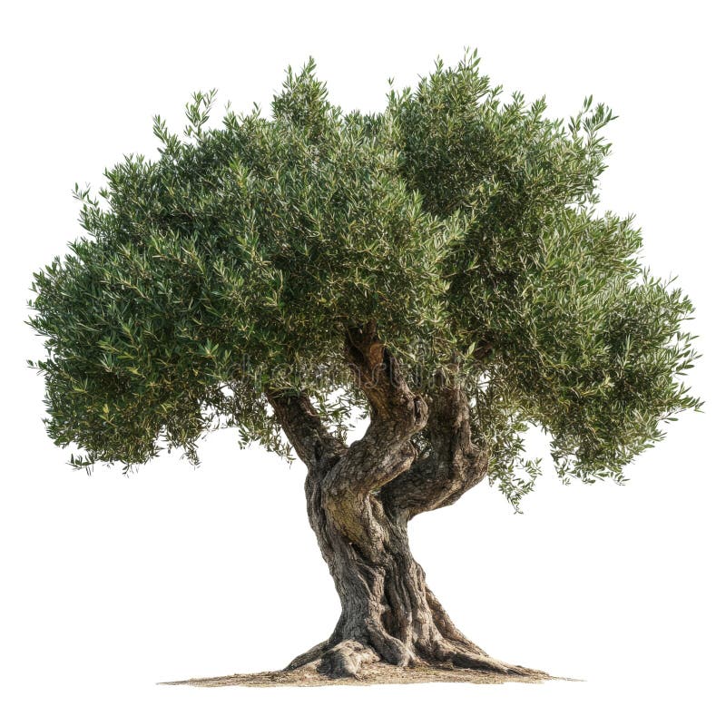 Lush Green Olive Tree Isolated on White Background Stock Image - Image ...