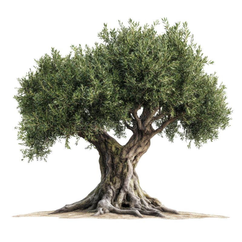 Lush Green Olive Tree Isolated on White Background Stock Image - Image ...