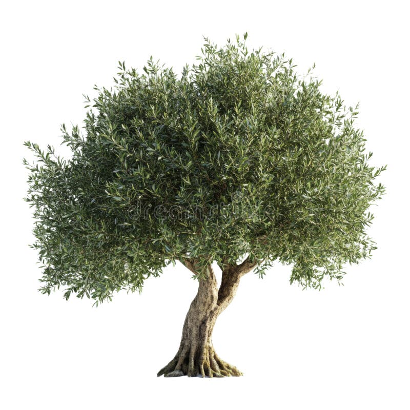 Lush Green Olive Tree Isolated on White Background Stock Photo - Image ...