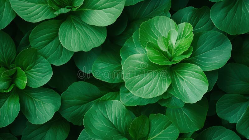 Lush Green Pak Choi Leaves Overlapping in a Vibrant Pattern of Fresh ...
