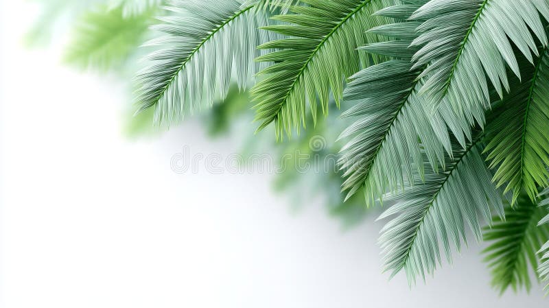 Lush Green Palm Fronds Cascade from the Upper Right Stock Image - Image ...
