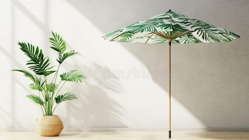 Lush Green Palm Leaves with Soft Lighting Against a Light Wall. Stock ...