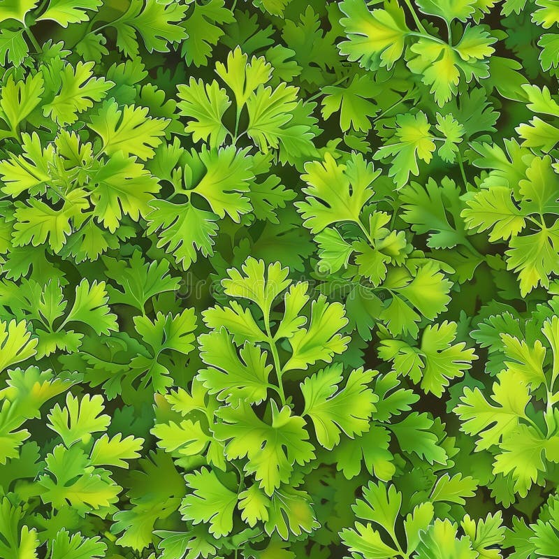 Lush Green Parsley Leaves Background a Seamless Pattern of Detailed ...
