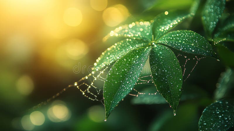 Lush Green Plant with Sparkling Water Droplets and Sunlight Stock ...