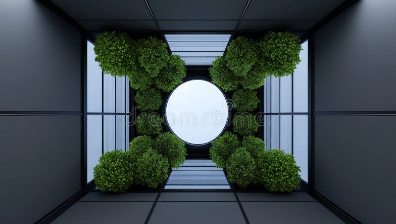 Lush Green Plants Cascade Down the Interior of a Modern Building S ...