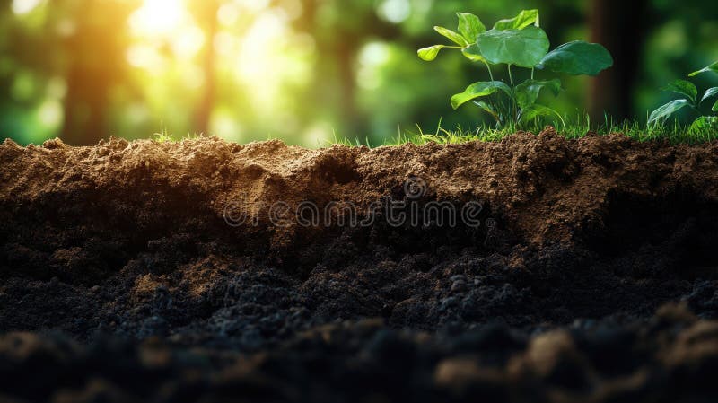 Lush Green Plants Growing in Rich Soil with Sunlight in a Forest ...