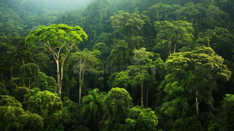 Lush Green Rainforest Canopy Stock Illustration - Illustration of ...