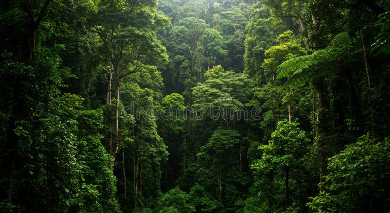 Lush Green Rainforest Canopy Stock Illustration - Illustration of ...
