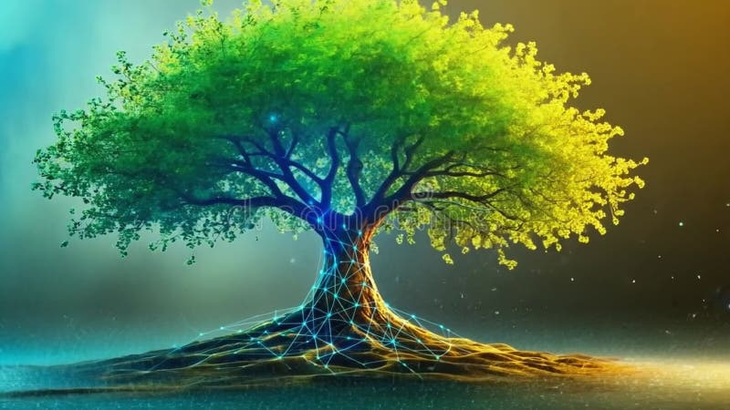 Large Tree Showing Interconnectedness of Nature with Digital Network ...