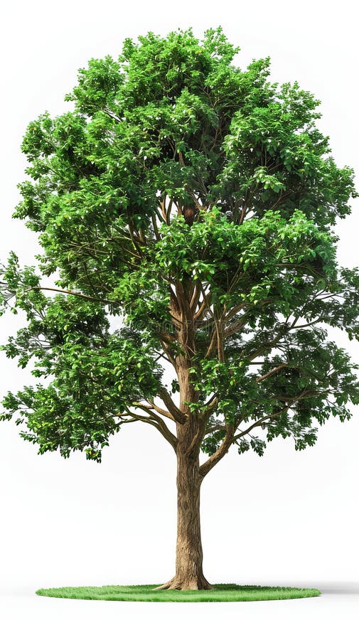 Lush Green Tree on White Background, Isolated Nature View ...