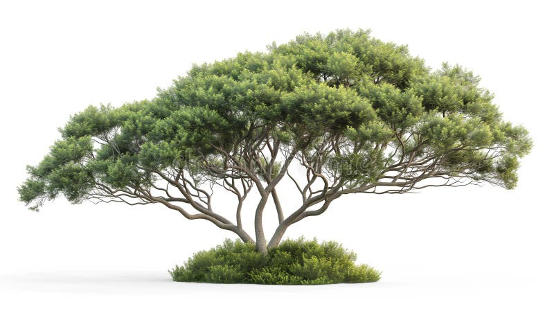 A Lush Green Tree with Wide, Spreading Branches in Peaceful Isolation ...
