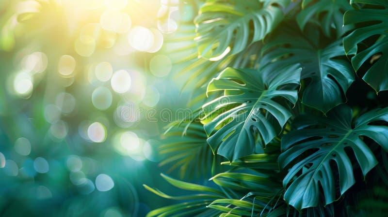 Lush Green Tropical Leaves with Sunlight Stock Illustration ... Lush Green Tropical Leaves with Sunlight Stock Illustration ...