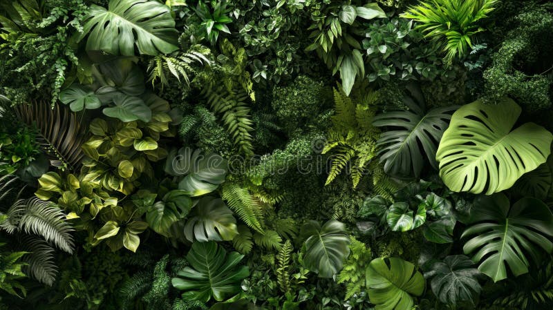 Lush Green Tropical Plant Wall Texture Stock Illustration ...