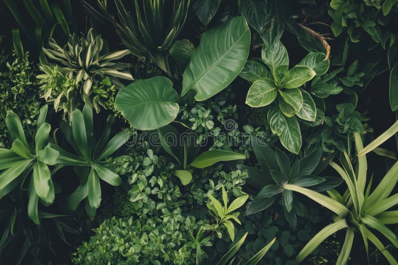 Lush Green Tropical Plants Foliage Texture for Nature Background. Stock ...