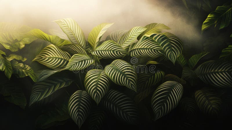 Lush Green Tropical Plants with Light and Shadow Stock Illustration ...