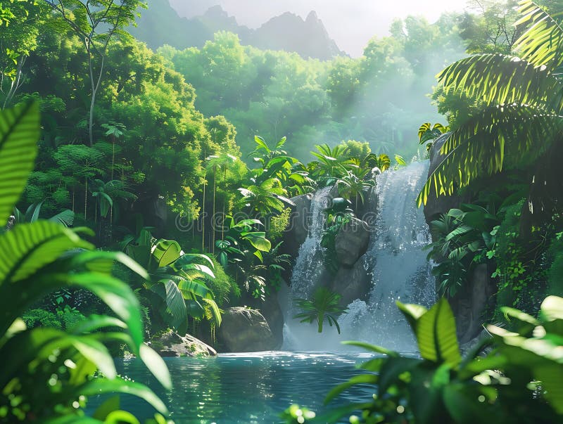 Green Tropical Rainforest Landscape Stock Illustrations – 49,607 Green ...