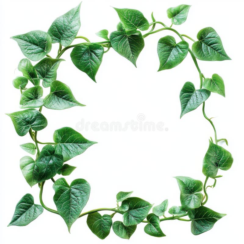 Lush Green Vine Frame Natural Leaf Border Botanical Design Isolated on ...