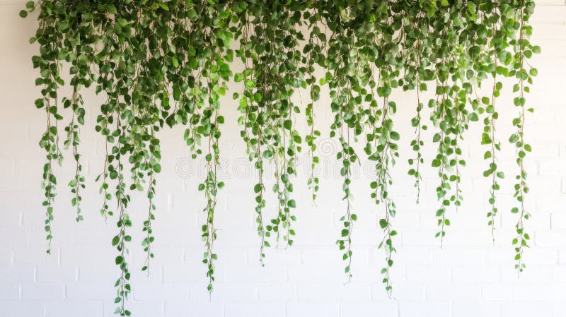 Lush Green Vines Hanging on White Wall Stock Illustration ...
