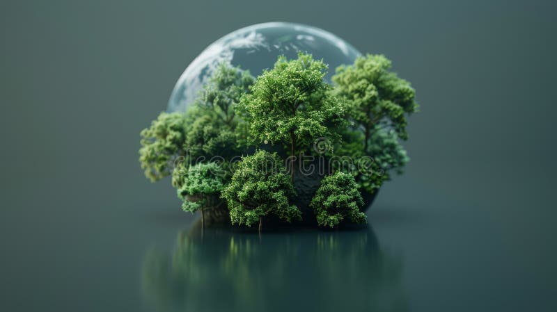 Lush Greenery Envelops Earth Globe, Signifying Environmental Harmony ...