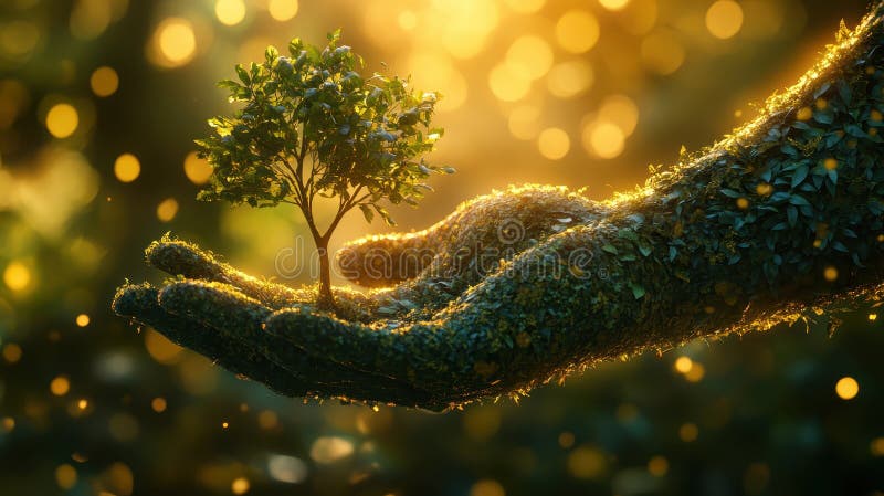 A Lush Greenery Hand Holding a Small Plant. Stock Photo - Image of care ...