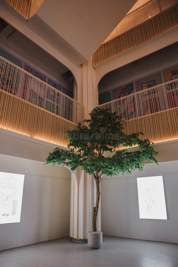 Lush Trees in the Library Building Stock Photo - Image of library ...