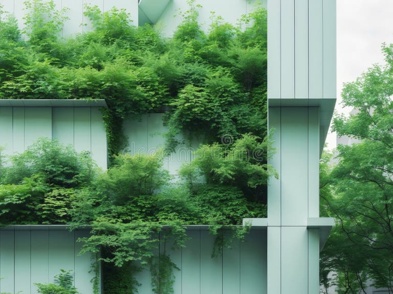 Lush Greenery on Modern Urban Building Facade. Stock Photo - Image of ...
