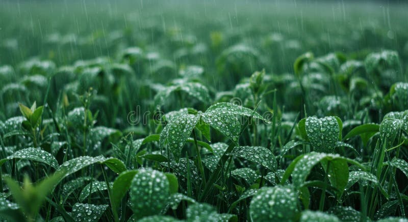 Lush Greenery with Rain-drenched Leaves Capturing the Beauty of Nature ...