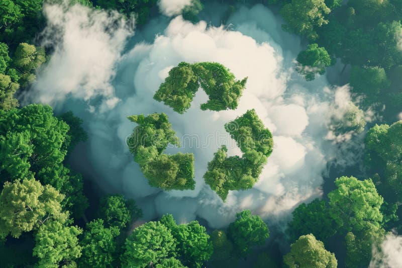 EcoFriendly Concept with Green Recycle Symbol in Natural Environment ...