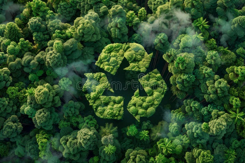 EcoFriendly Concept with Green Recycle Symbol in Natural Environment ...