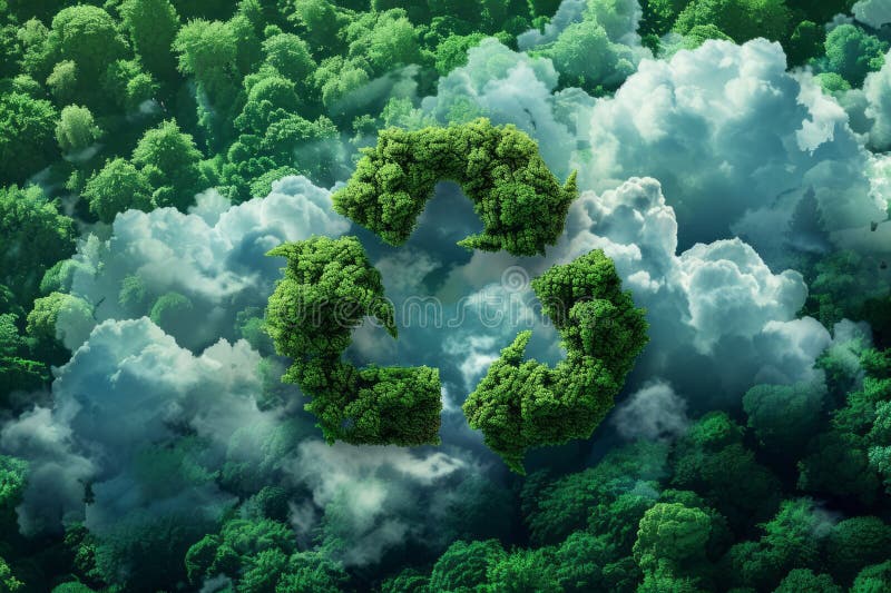 EcoFriendly Concept with Green Recycle Symbol in Natural Environment ...