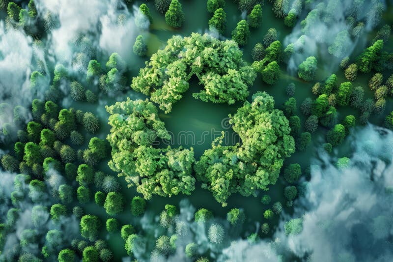 EcoFriendly Concept with Green Recycle Symbol in Natural Environment ...