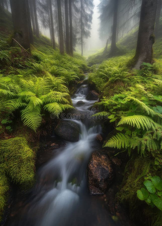 Lush Greenery and River Rocks Surround the Softly Flowing Water in this ...