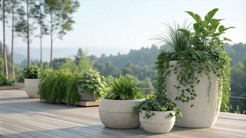 Lush Greenery in Simple Planters Introduces Organic Elements ...