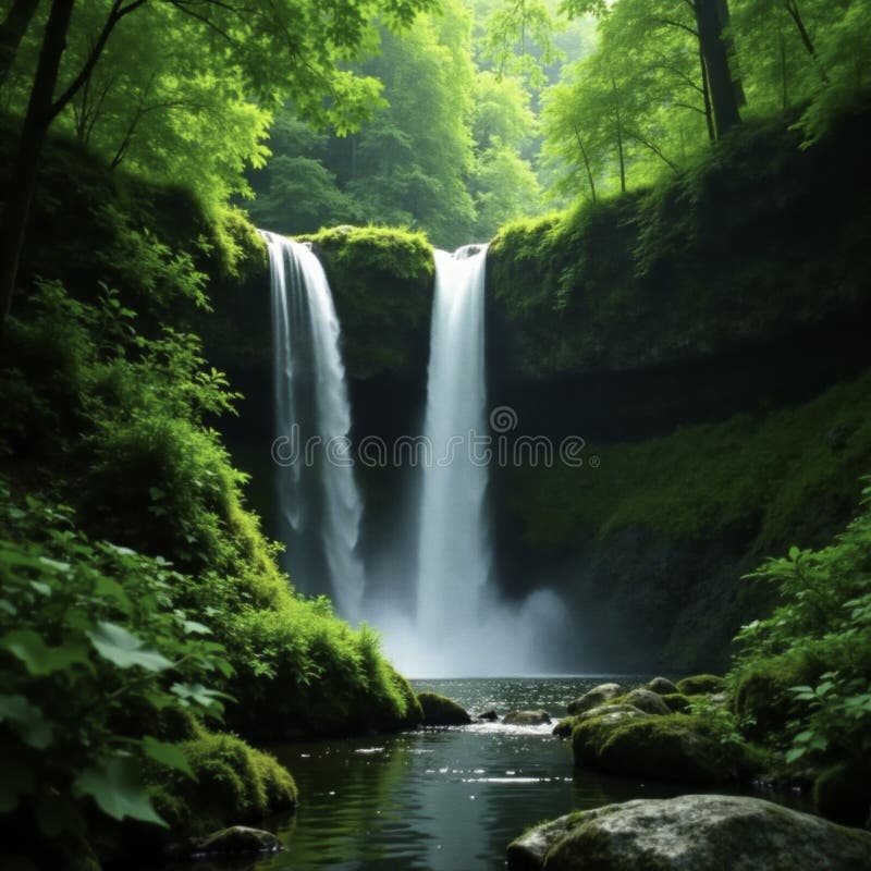 Lush Greenery Surrounds the Base of Nuorilang Waterfall, Greenery ...