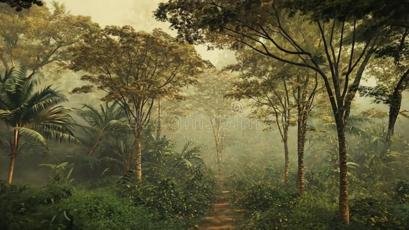 Lush Jungle Path Illuminated by Sunlight Breaking through the Canopy ...