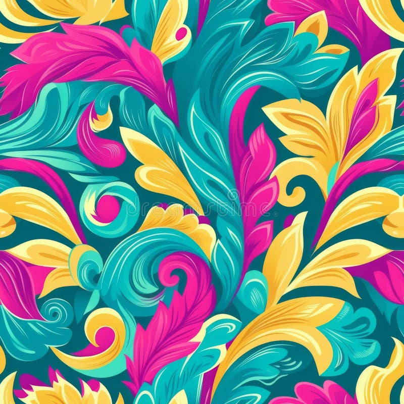 Lush Latin Carnival Floral Pattern. Lush, Swirling Floral Pattern ...