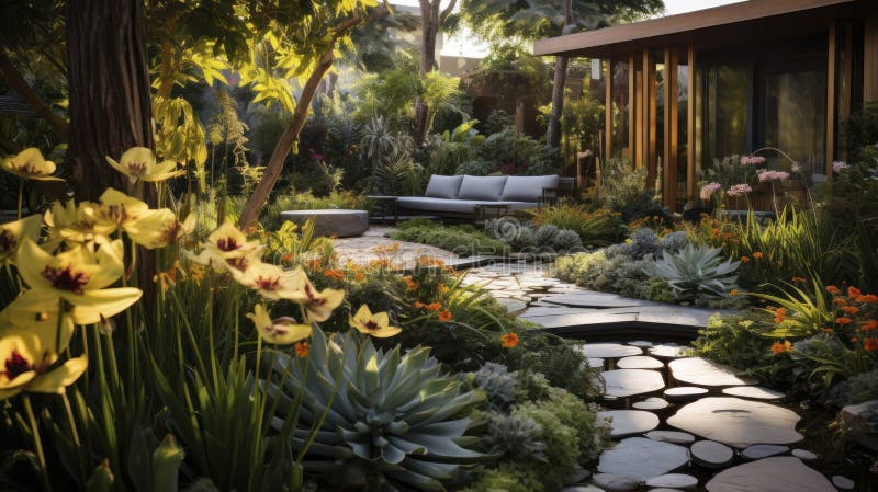 Lush in Limited Space. Landscape Innovation in Confined Spaces Stock ...