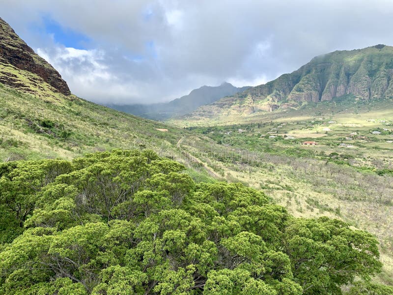 Lush Makaha Valley in Hawaii Stock Photo - Image of tropical, lush ...