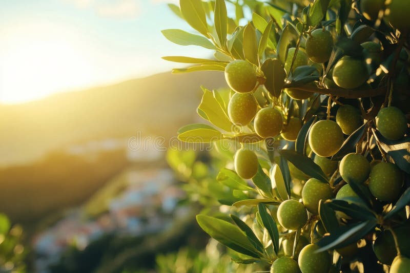 Mediterranean Fruit Trees Ready for Harvesting at Sunset Stock Image ...