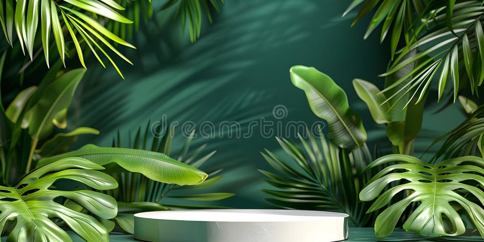 A Lush Oasis: a Tropical Scene with a Circular Platform Stock ...