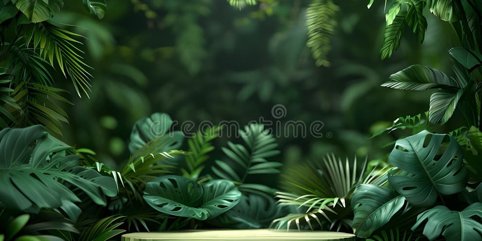 A Lush Oasis: a Tropical Scene with a Circular Platform Stock ...