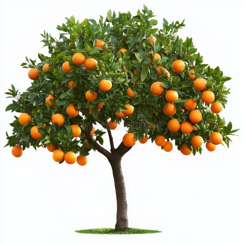 Lush Orange Tree Full Composition, Vibrant Fruit, Isolated, Citrus Tree, Orchard Orange Tree ...